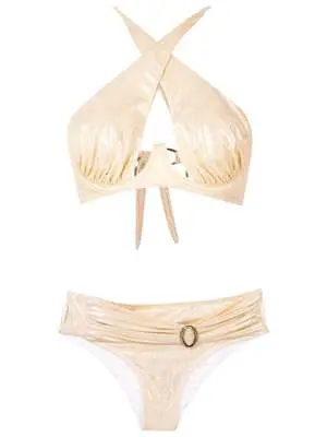 AMIR SLAMA Gathered Halterneck Bikini - Gold