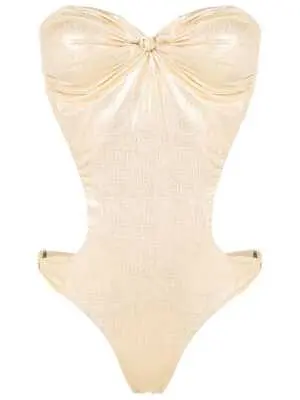 AMIR SLAMA Metallic Cut-out Swimsuit - Gold