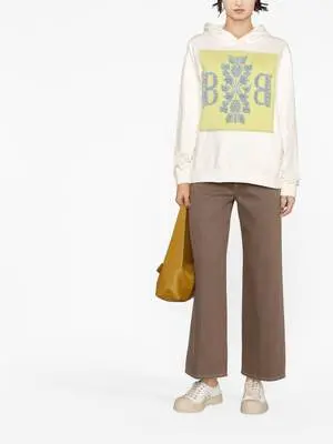 BARRIE Logo-patch Cotton Hoodie - Neutrals