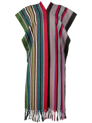 Colville Striped V-neck Poncho