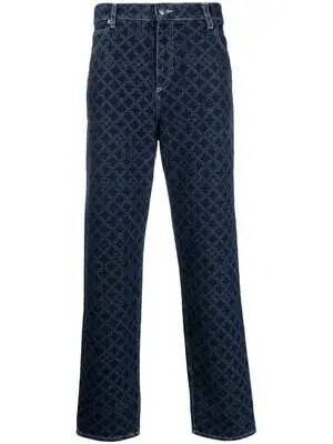 CHARLES JEFFREY Geometric Print Straight Leg Jeans - Blue