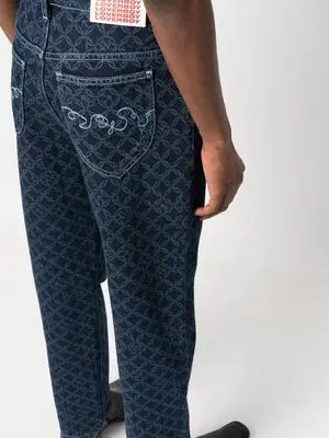 CHARLES JEFFREY Geometric Print Straight Leg Jeans - Blue