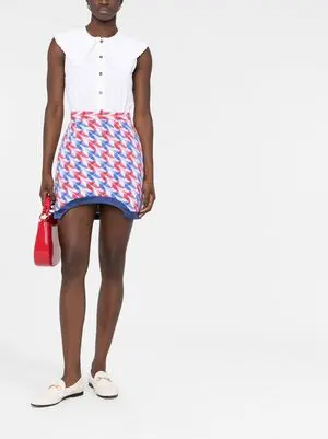 Casablanca Aviation Check Pencil Skirt - White
