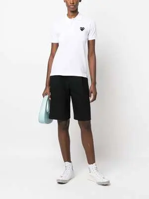Play Comme Des Garcon Appliqué-detail Polo Shirt - White