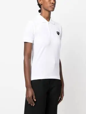 Play Comme Des Garcon Appliqué-detail Polo Shirt - White