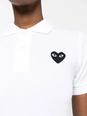 Play Comme Des Garcon Appliqué-detail Polo Shirt - White