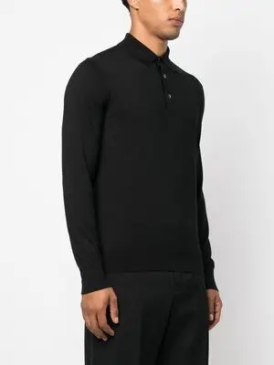 Zegna Knitted Polo Shirt - Black