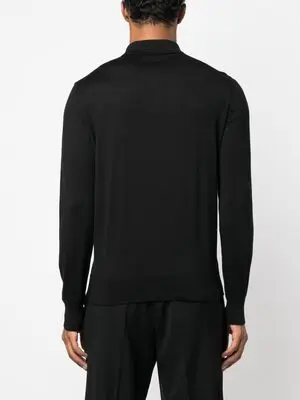 Zegna Knitted Polo Shirt - Black
