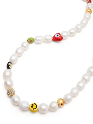 NIALAYA JEWELRY Smiley Face Pearl Necklace