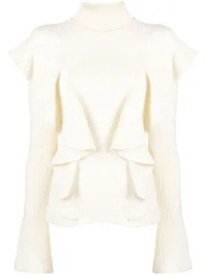 Chloé Ruffled High-neck Jumper - White