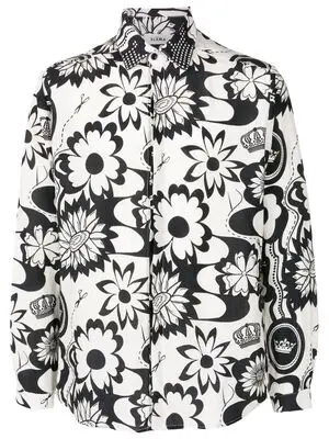 AMIR SLAMA Graphic-print Long-sleeve Shirt