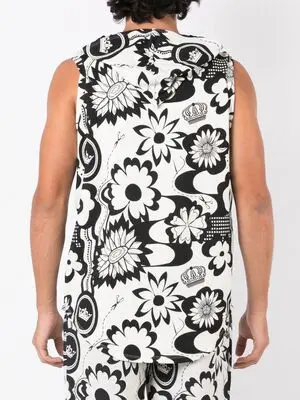 AMIR SLAMA Graphic-print Sleeveless Hooded Top