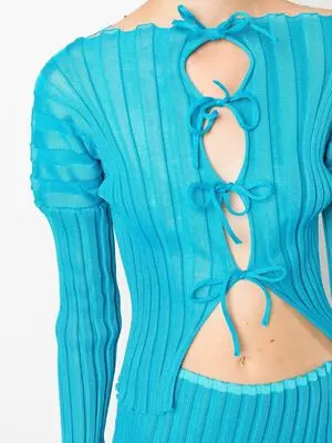 A. ROEGE HOVE Katrina Ribbed Knit Lace-up Top