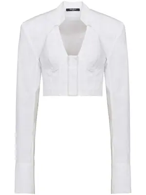 Balmain Cropped Cotton Blouse