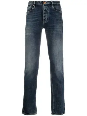 Emporio Armani Stonewashed Straight-leg Jeans - Blue