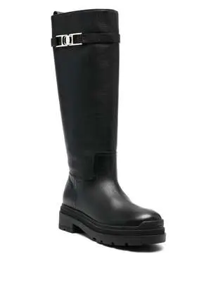 FERRAGAMO Vara Chain Knee-high Boots - Black