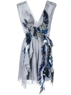 Alberta Ferretti Sequin-embellished V-back Dress
