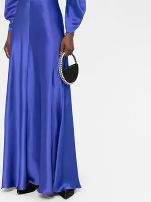 Alberta Ferretti Long Puff-sleeve Silk Gown