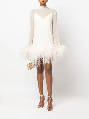 TALLER MARMO Gina Spirito Feather-trim Mini Dress