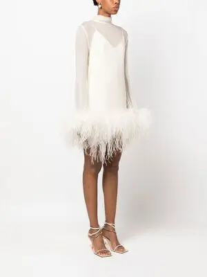 TALLER MARMO Gina Spirito Feather-trim Mini Dress