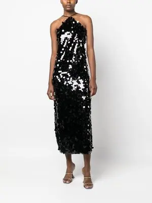 ROTATE BY BIRGER CHRISTENSEN Sequin Halterneck Midi Dress