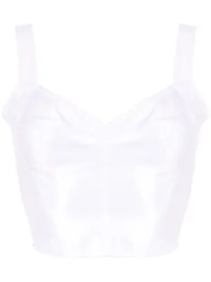 Dolce & Gabbana Lace Trim Corset Top - White