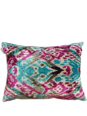 LES-OTTOMANS Jacquard Velvet Cushion - Pink