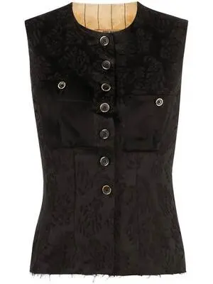 UMA WANG Panelled Floral-jacquard Vest