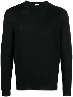 Malo V-neck Cashmere Knit Jumper - Black