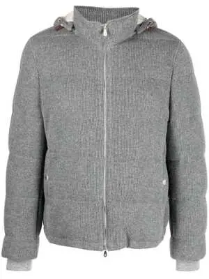 Brunello Cucinelli Ribbed Padded Hooded Cashmere Jacket