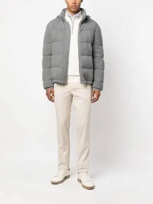 Brunello Cucinelli Ribbed Padded Hooded Cashmere Jacket