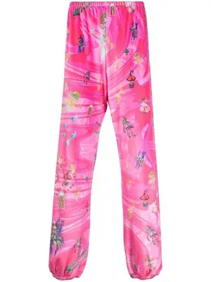 LIBERAL YOUTH MINISTRY Graphic-print Velvet Trousers - Pink