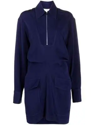 Victoria Beckham Flap-pocket Mini Dress - Blue