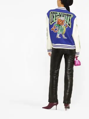 Off-White Bling Patches Embroidered Varsity Jacket