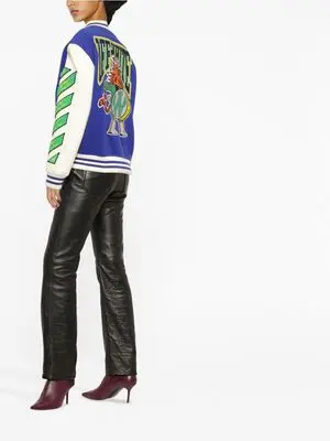 Off-White Bling Patches Embroidered Varsity Jacket