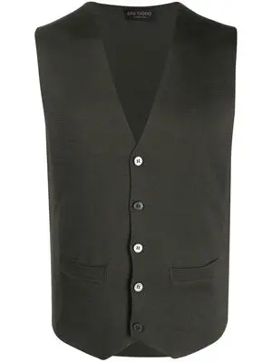 DELL'OGLIO V-neck Fine-knit Vest - Green