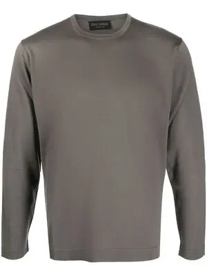 DELL'OGLIO Crew-neck Fine-knit Jumper - Grey
