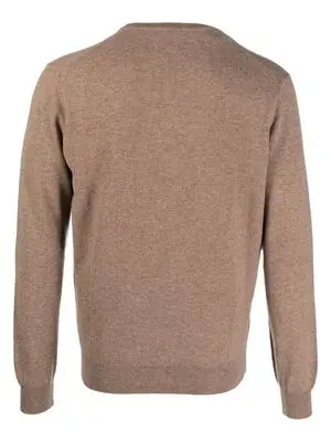 DELL'OGLIO V-neck Fine-knit Jumper - Brown