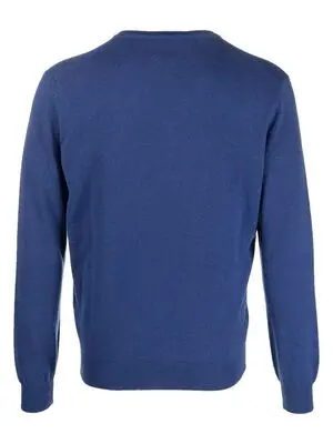DELL'OGLIO V-neck Fine-knit Jumper - Blue