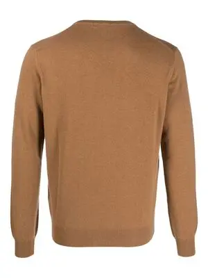DELL'OGLIO V-neck Fine-knit Jumper - Brown