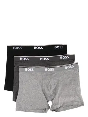 BOSS Logo-waistband Boxers Set Of 3 - Grey
