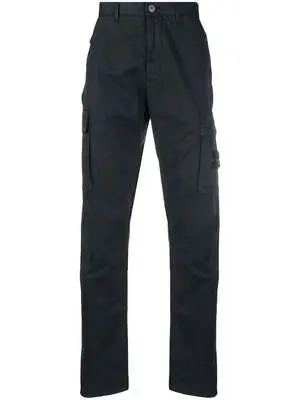 Stone Island Logo Patch Trousers - Blue