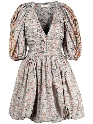Ulla Johnson Marbled Ruched Dress - Grey