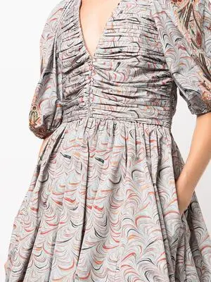 Ulla Johnson Marbled Ruched Dress - Grey