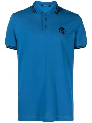 Roberto Cavalli Ogo-embroidered Poo Shirt Blue