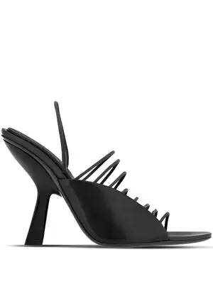 Black lambskin ultra-fine strap sandals