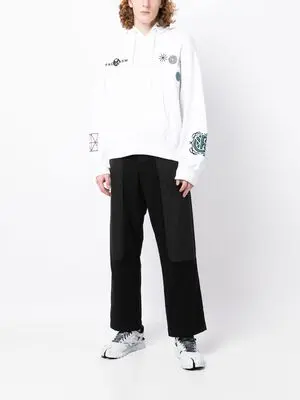 Facetasm Embroidered Drawstring Hoodie - White