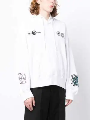Facetasm Embroidered Drawstring Hoodie - White