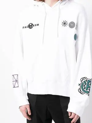 Facetasm Embroidered Drawstring Hoodie - White