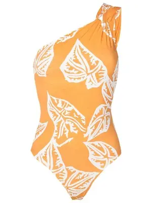CLUBE BOSSA Clube Bossa Asymmetric Graphic-Print Swimsuit Orange
